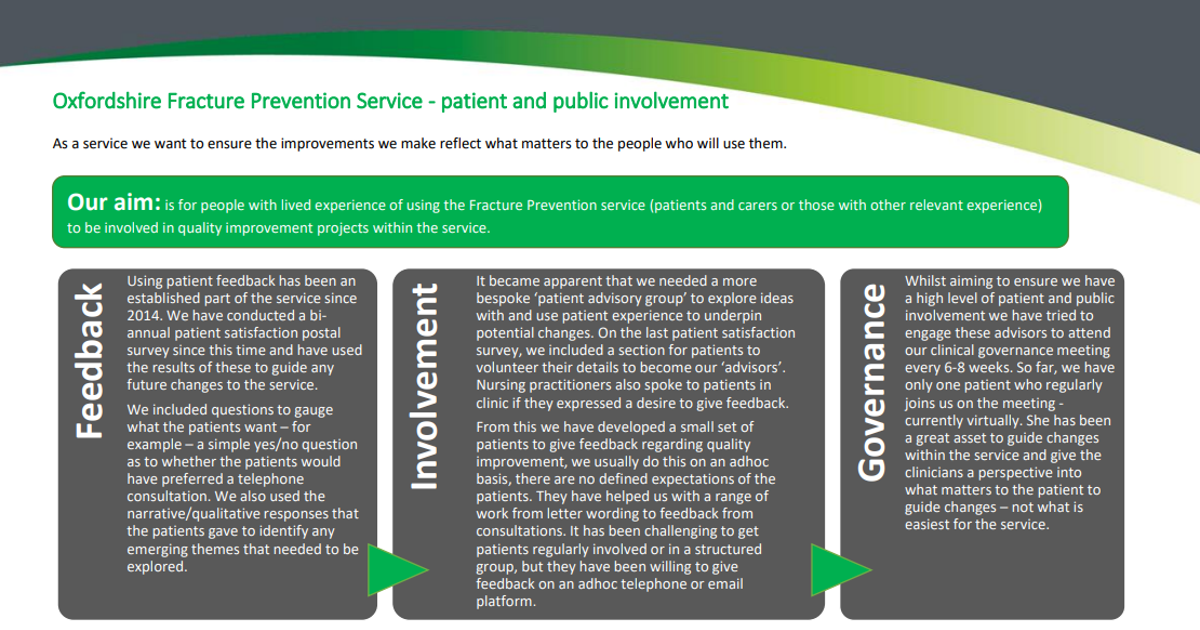 Patient and public involvement and engagement: good practice examples ...